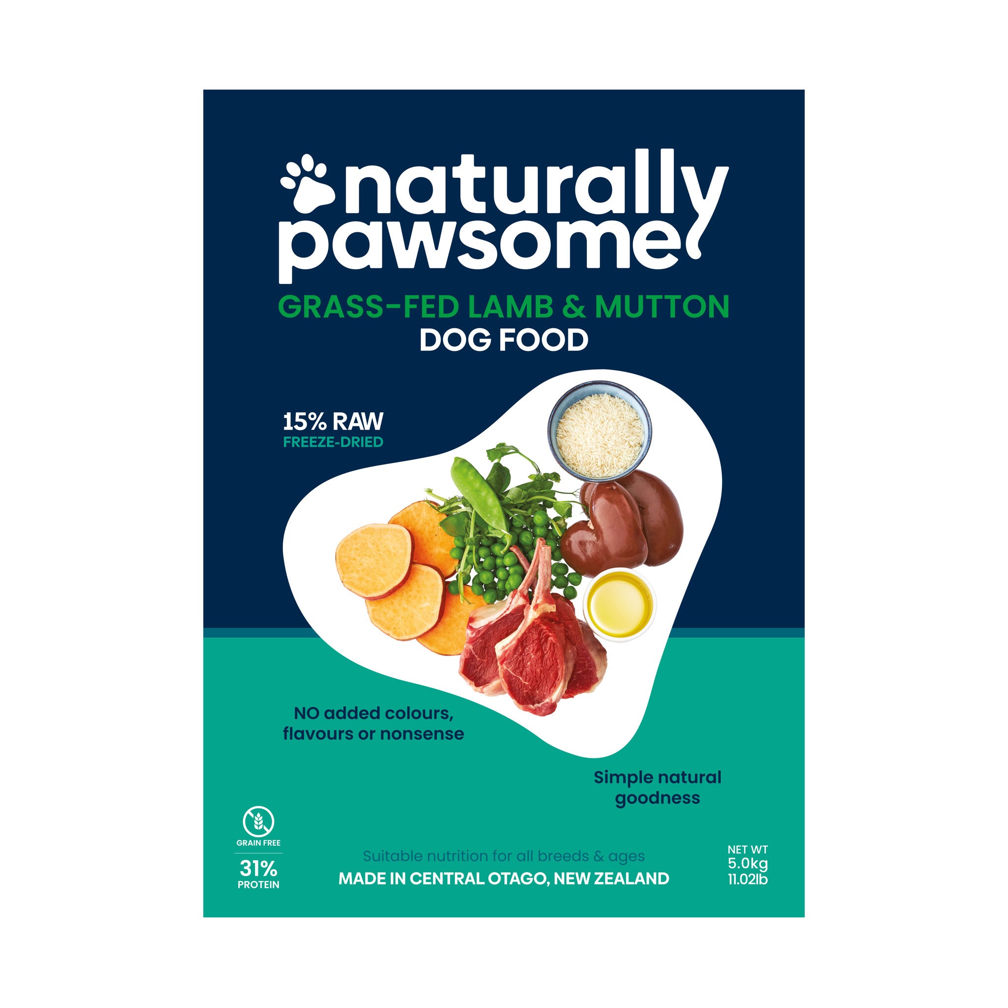 Grass Fed Lamb & Mutton 15% Raw 5kg – Naturally Pawsome
